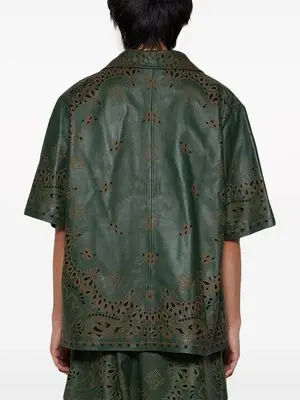 Amiri Bandana-pattern Leather Shirt