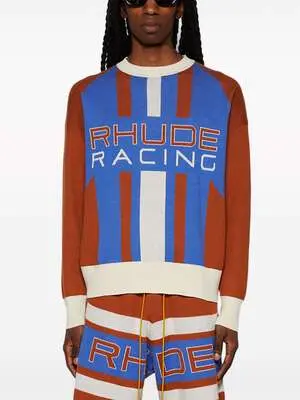 Rhude Logo Intarsia Wool Jumper - Red
