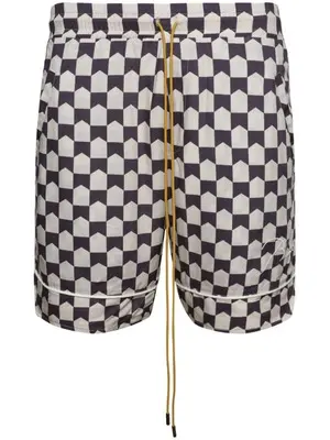 Rhude Check-pattern Track Shorts - Brown