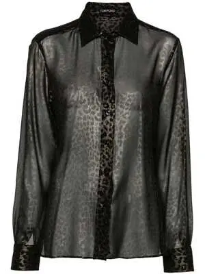 TOM FORD Laminated Leopard-print Silk Shirt