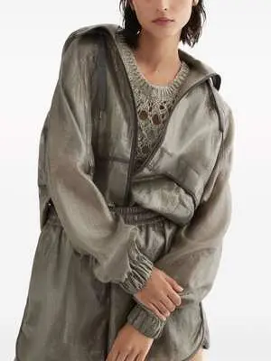 Brunello Cucinelli Metallic Cotton Track Jacket