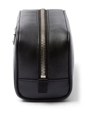 Prada Enamel-logo Saffiano Leather Clutch