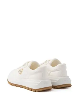 Prada Triangle-logo Leather Sneakers - White