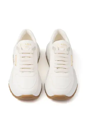 Prada Triangle-logo Leather Sneakers - White