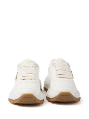 Prada Triangle-logo Leather Sneakers - White
