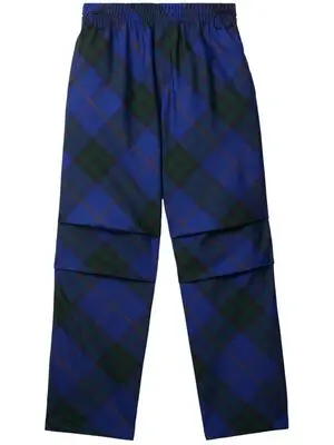 Burberry Checkered Twill Trousers - Blue