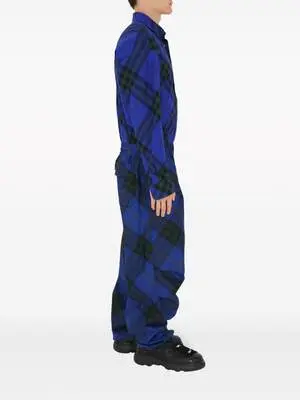 Burberry Checkered Twill Trousers - Blue