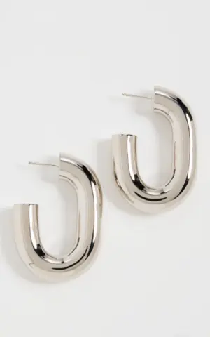Rabanne Xl Link Hoop Earrings - Silver