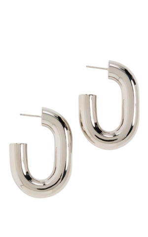 Rabanne Xl Link Hoop Earrings - Silver