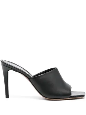 Paris Texas Leather Stiletto Heel Sandals - Black