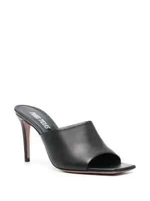 Paris Texas Leather Stiletto Heel Sandals - Black