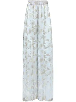 Nina Ricci Floral-jacquard Palazzo Pants - Blue