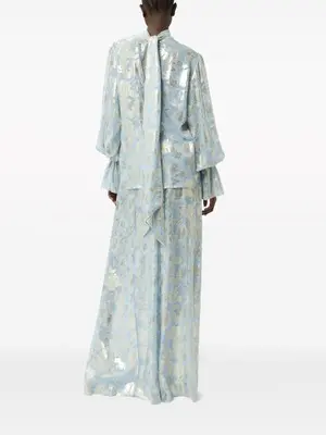 Nina Ricci Floral-jacquard Palazzo Pants - Blue