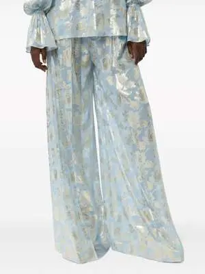 Nina Ricci Floral-jacquard Palazzo Pants - Blue