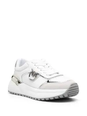 Pinko Love Birds Leather Sneakers - White