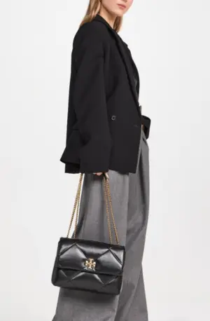 Tory Burch Kira Diamond Quilt Convertible Shoulder Bag - Black