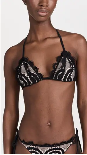 PQ PQ Swim Lace Triangle Bikini Top Black