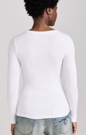 Enza Costa Textured Rib Crewneck T-shirt - White