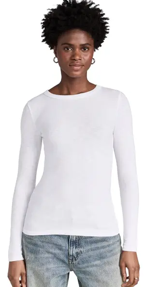 Enza Costa Textured Rib Crewneck T-shirt - White