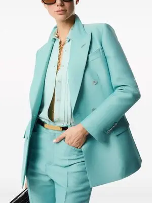 TOM FORD Plissé-detail Silk Shirt - Blue