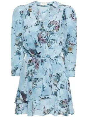 Zadig&Voltaire Rogers Silk Mini Dress - Blue