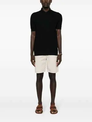 GOES BOTANICAL Interlock Merino Wool Polo Shirt - Black