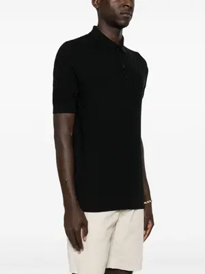 GOES BOTANICAL Interlock Merino Wool Polo Shirt - Black