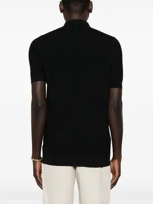 GOES BOTANICAL Interlock Merino Wool Polo Shirt - Black