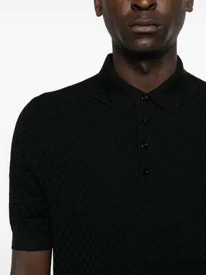 GOES BOTANICAL Interlock Merino Wool Polo Shirt - Black