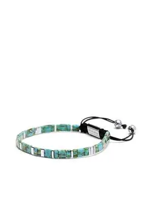 NIALAYA JEWELRY Engraved Beaded Bracelet - Silver