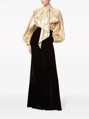 Nina Ricci Pussy-bow Foiled Blouse