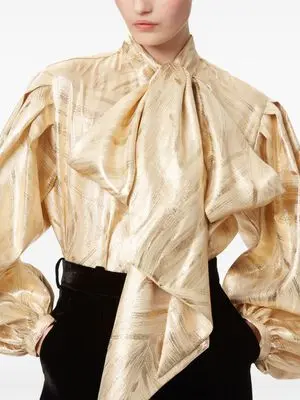 Nina Ricci Pussy-bow Foiled Blouse