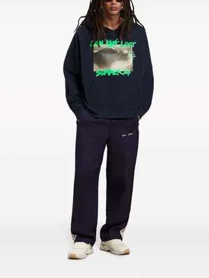 Palm Angels Graphic-print Cotton Hoodie - Blue
