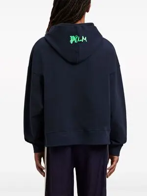 Palm Angels Graphic-print Cotton Hoodie - Blue
