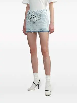 Alessandra Rich Stud-embellished Denim Miniskirt