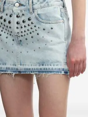 Alessandra Rich Stud-embellished Denim Miniskirt