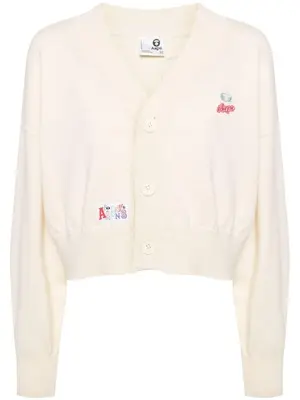 A BATHING APE Aape * Logo-appliqué V-neck Cardigan - Neutrals