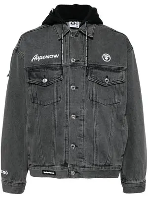 AAPE BY *A BATHING APE Logo-appliqué Hooded Denim Jacket