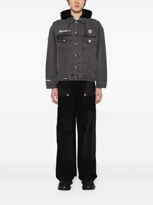 AAPE BY *A BATHING APE Logo-appliqué Hooded Denim Jacket