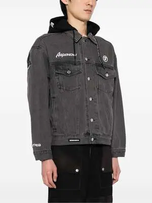 AAPE BY *A BATHING APE Logo-appliqué Hooded Denim Jacket