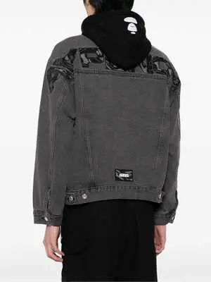 AAPE BY *A BATHING APE Logo-appliqué Hooded Denim Jacket