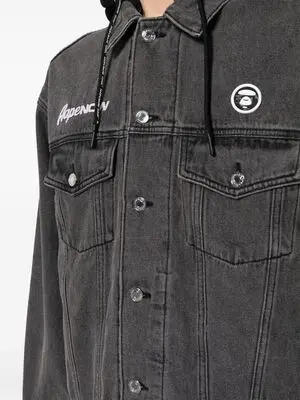 AAPE BY *A BATHING APE Logo-appliqué Hooded Denim Jacket