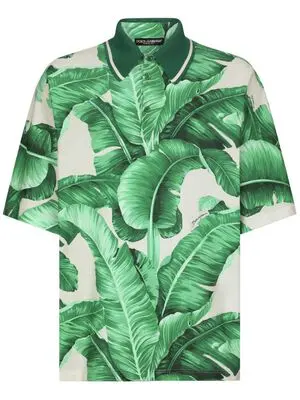 Dolce & Gabbana Banana-tree Print Oversize Polo Shirt - Green
