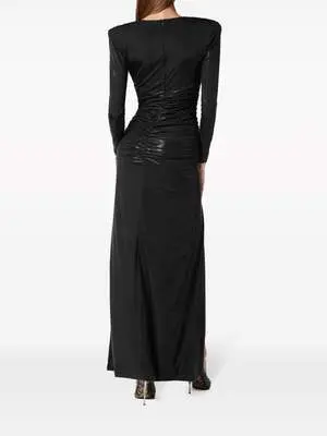 Philipp Plein Ruched Lamé-effect Maxi Dress