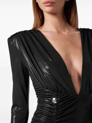 Philipp Plein Ruched Lamé-effect Maxi Dress
