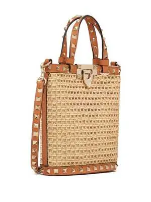 Valentino Garavani Mini Rockstud Raffia Shoulder Bag