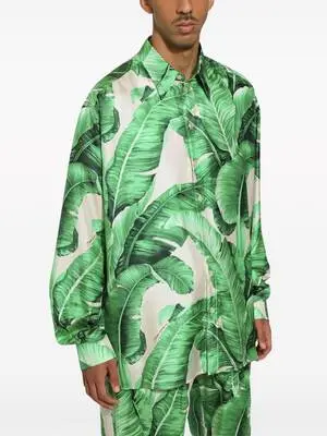 Dolce & Gabbana Leaf-print Silk Shirt