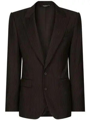 Dolce & Gabbana Pinstripe Wool Blazer - Black