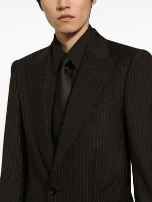 Dolce & Gabbana Pinstripe Wool Blazer - Black