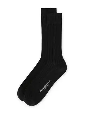 Dolce & Gabbana Intarsia-knit Logo Socks - Black